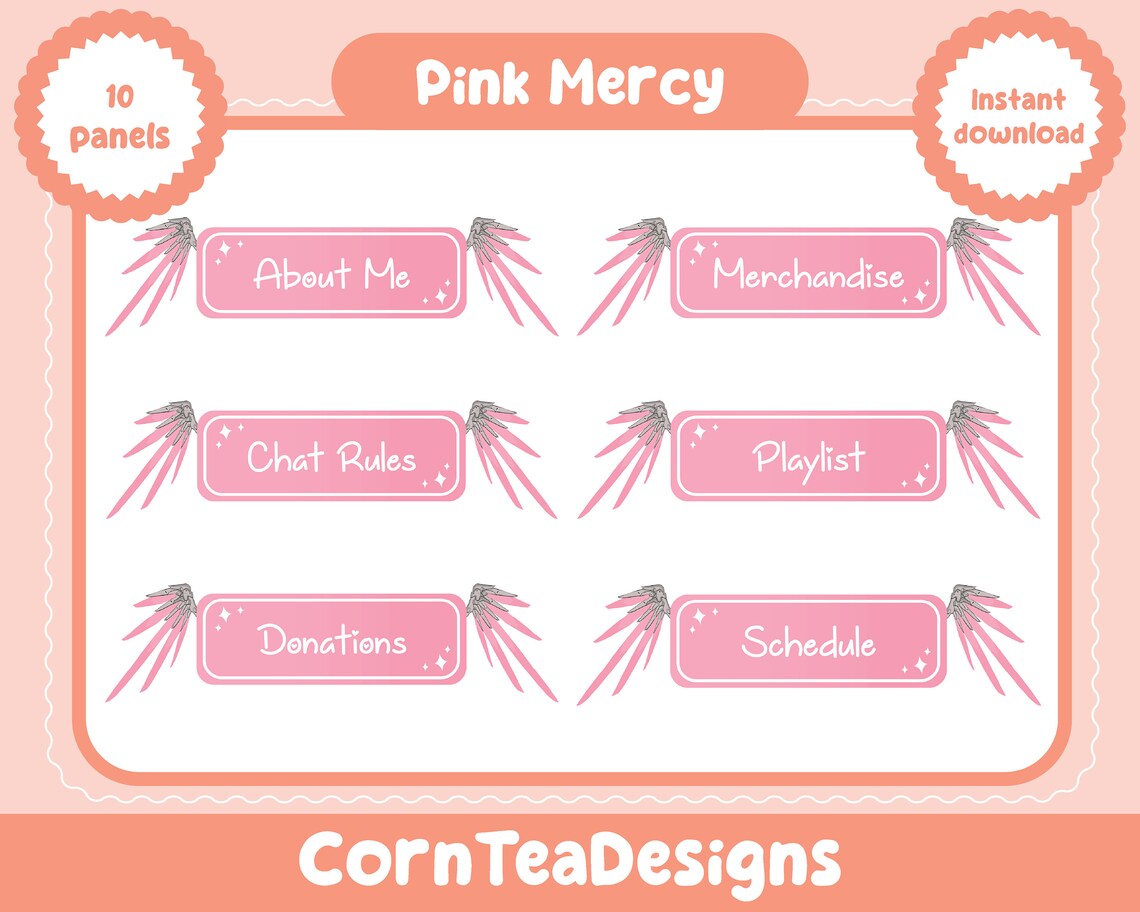 Overwatch Mercy Twitch Panels 10x Cute Pink Mercy Stream - Etsy