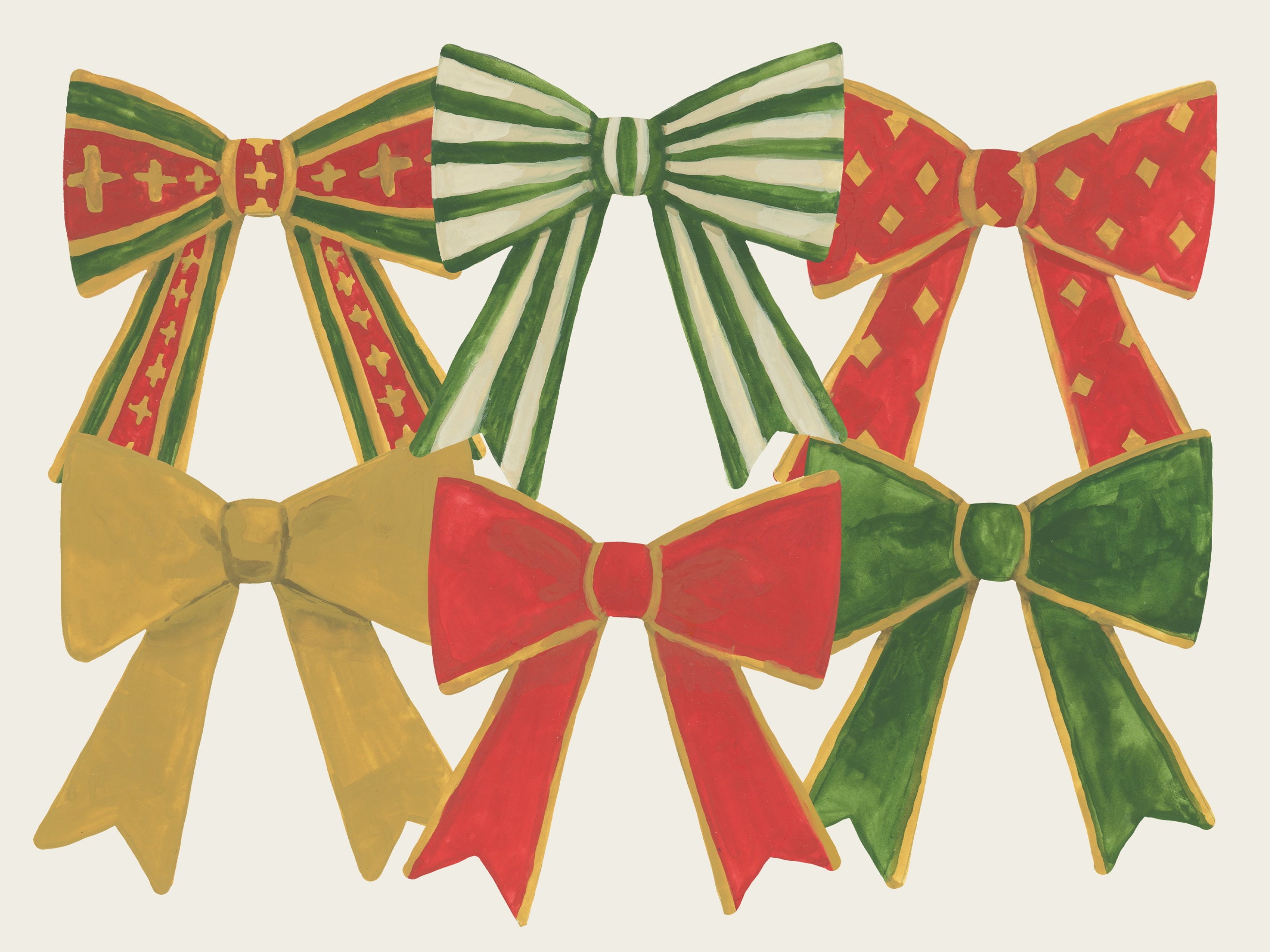 Christmas Bows Clipart, Red & Green Holiday Bow Designs, PNG Digital ...