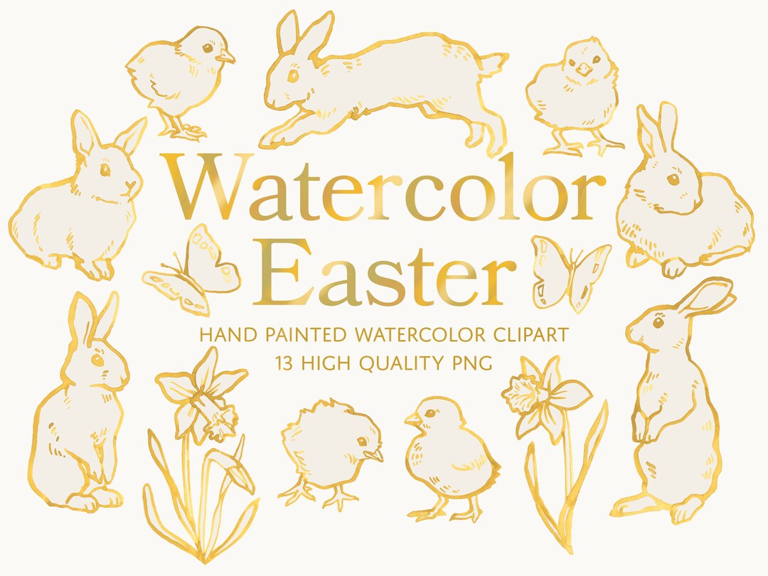 Watercolor Easter Clipart, Cute Spring Illustrations, Digital Download ...