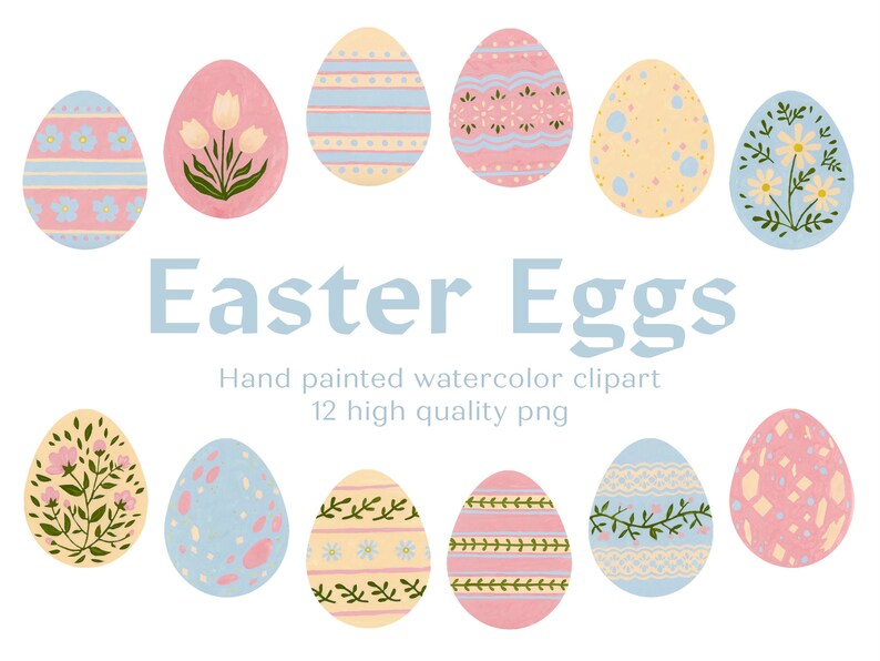 Easter Egg Clipart, Cute Pastel Eggs, Digital Download PNG - Etsy
