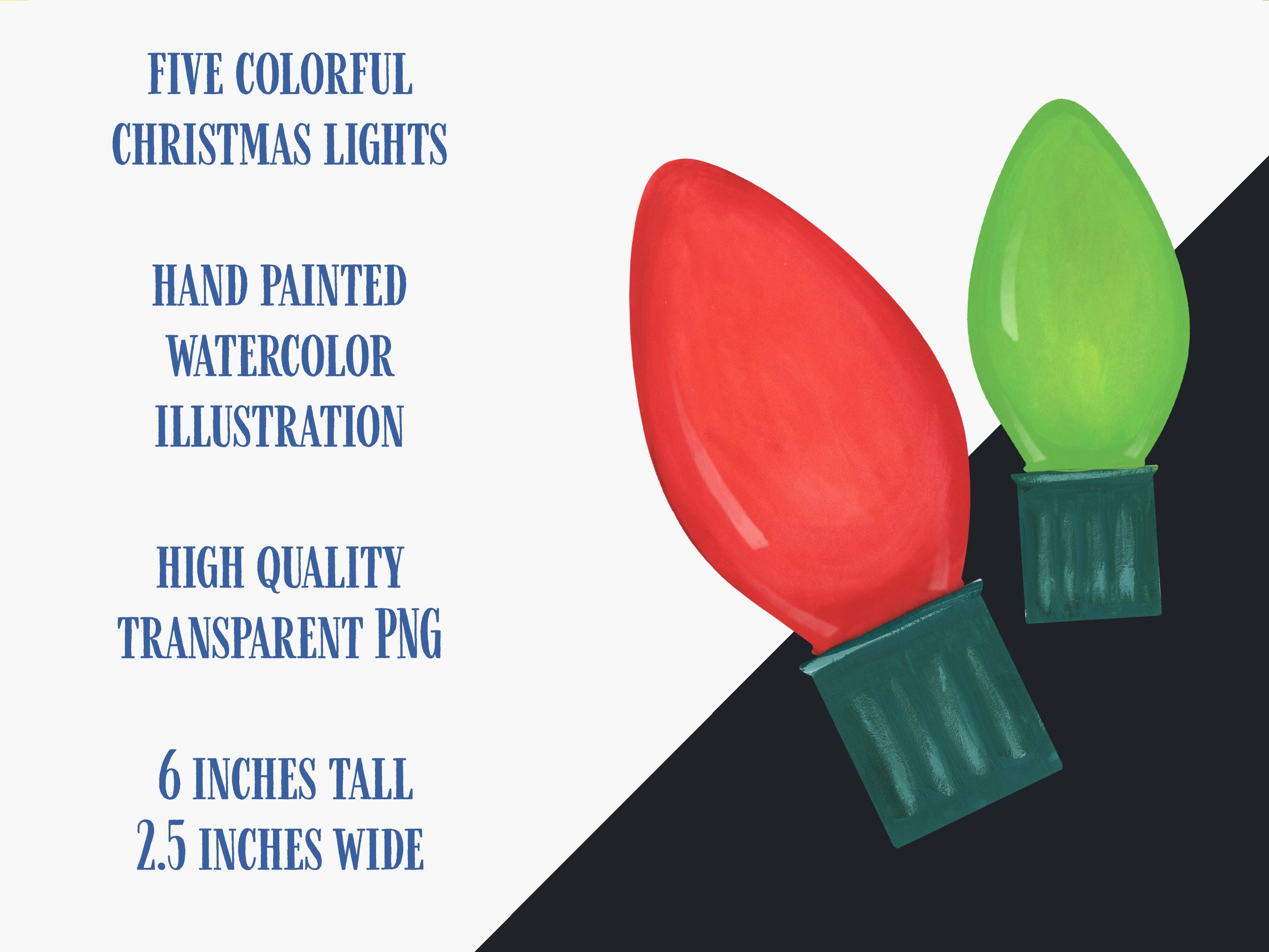 Christmas Lights Clipart, Hand Painted Watercolor Designs, Digital ...