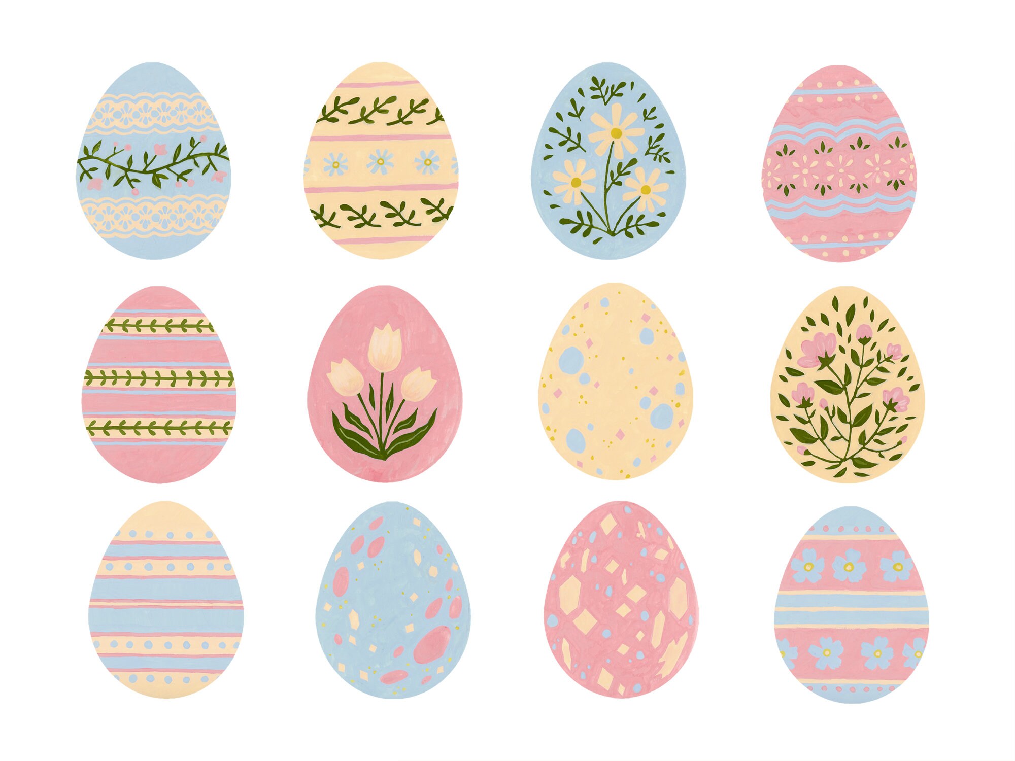 Easter Egg Clipart, Cute Pastel Eggs, Digital Download PNG - Etsy