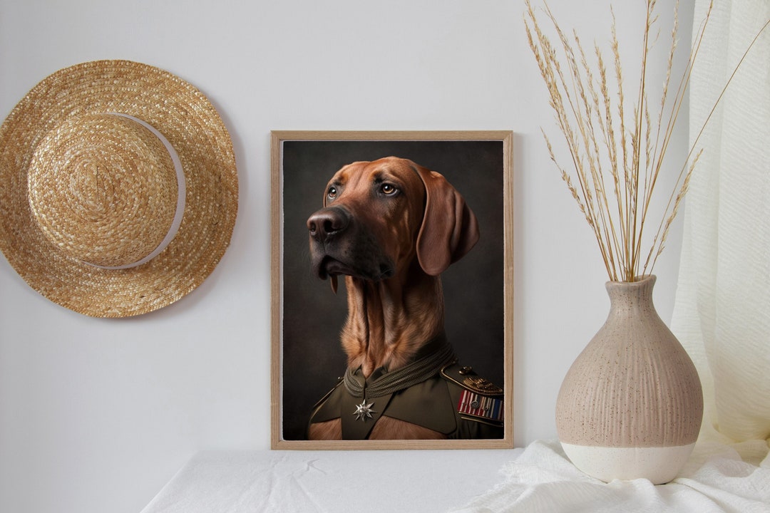 Rhodesian Ridgeback Vintage Portrait Print, Rhodesian Ridgeback in ...