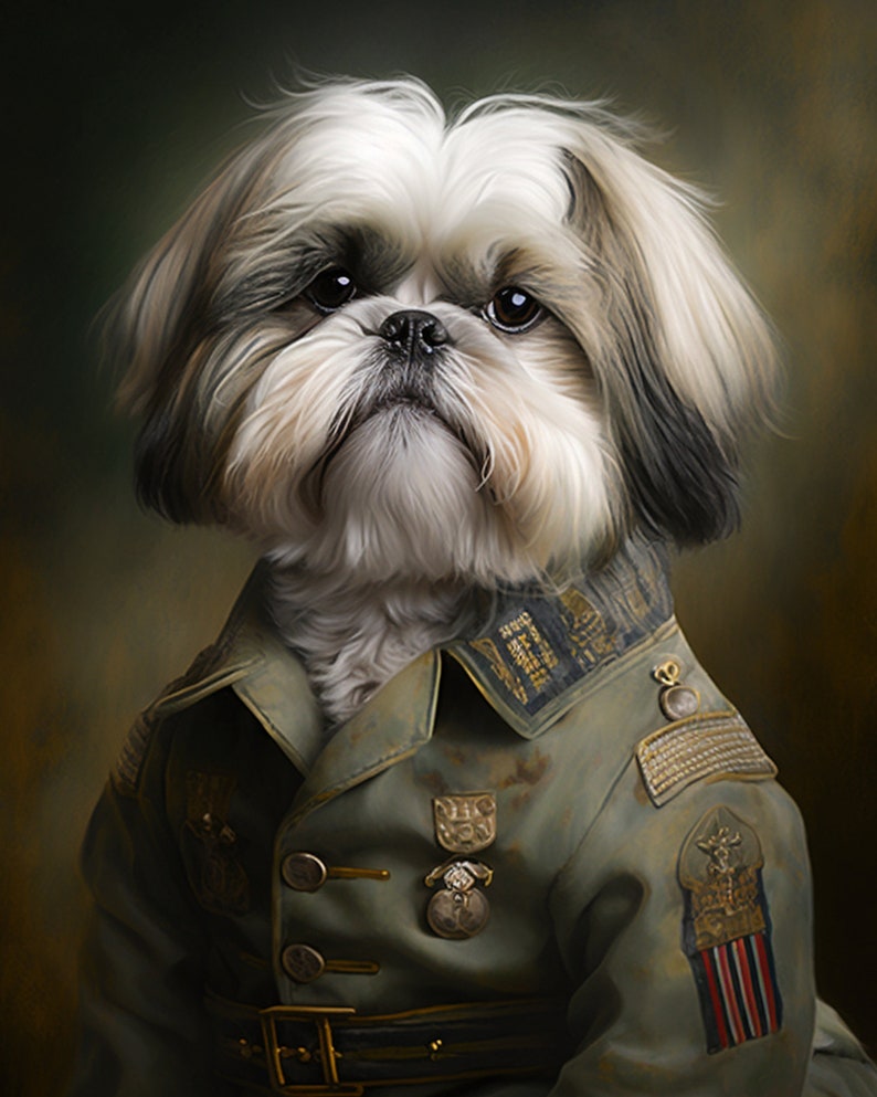 Shih Tzu Military Portrait: Quirky Animal Art Print (digital Download ...