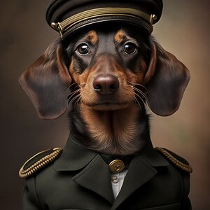 Dachshund Military Portrait Print: Quirky Animal Art (digital Download ...