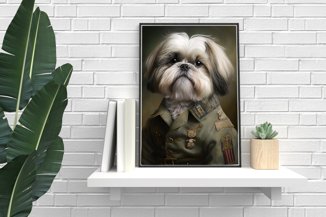 Shih Tzu Military Portrait: Quirky Animal Art Print (digital Download ...
