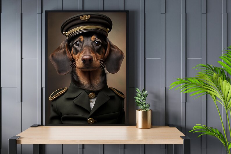 Dachshund Military Portrait Print: Quirky Animal Art (digital Download ...