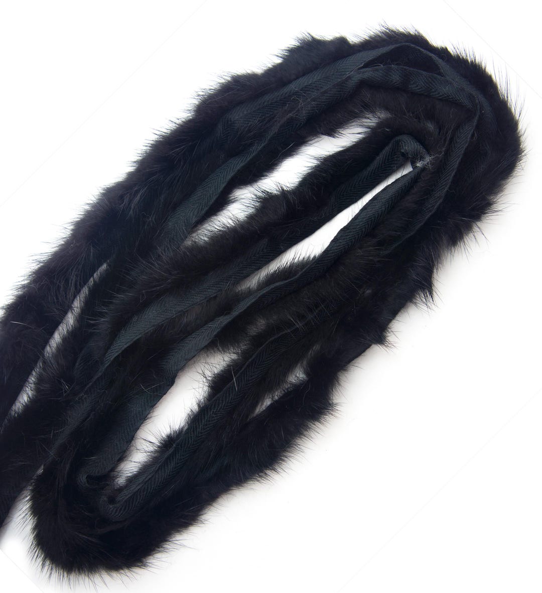 Thin Black Mink Fur Piping Trim for Garment Edging, Coats, Hoods ...