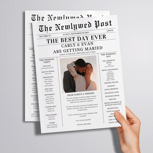 Do It Yourself Newspaper Wedding Program Template, Wedding Newspaper ...