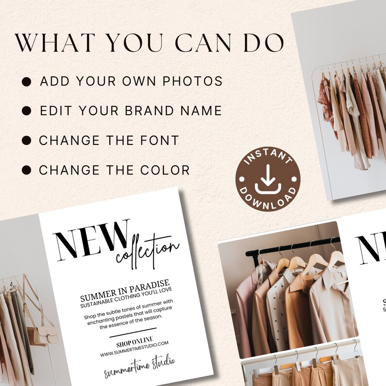 Custom Business Card, New Collection Drop Announcement for Boutique Bag ...