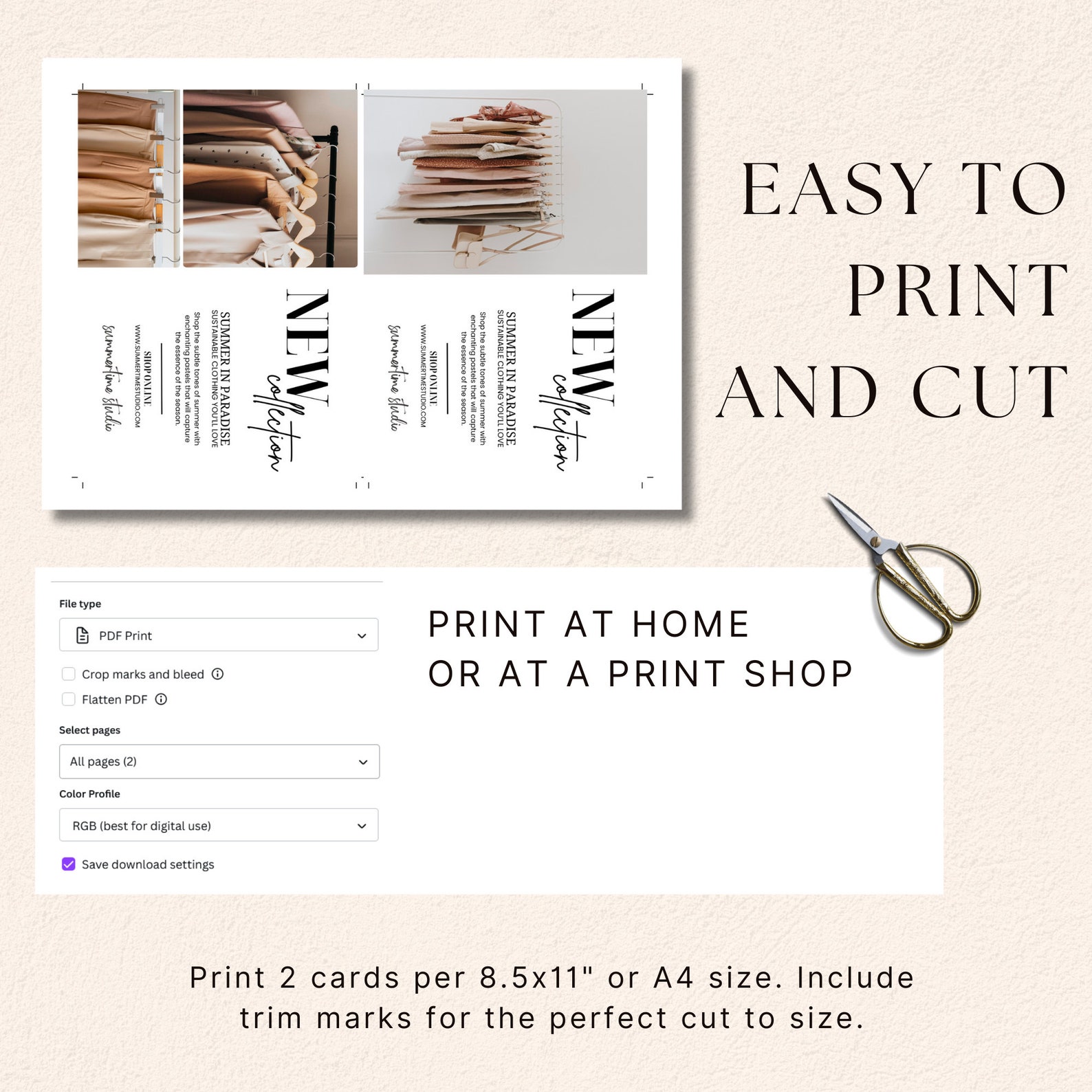 Custom Business Card, New Collection Drop Announcement for Boutique Bag ...