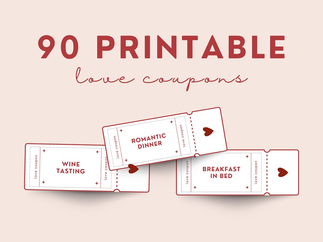 Printable Love Coupon Book, Valentines Day Romantic Gift, Printable ...