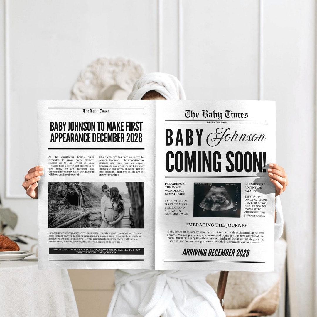 Newspaper Baby Announcement Newspaper Pregnancy Announcement New Baby ...