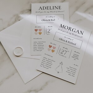 Bridesmaid Info Card Bridal Party Info Card Bridesmaid - Etsy