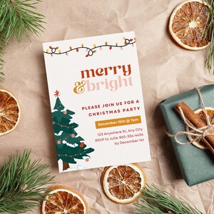 Celebrate the Season Christmas Invite Editable, Merry and Bright ...