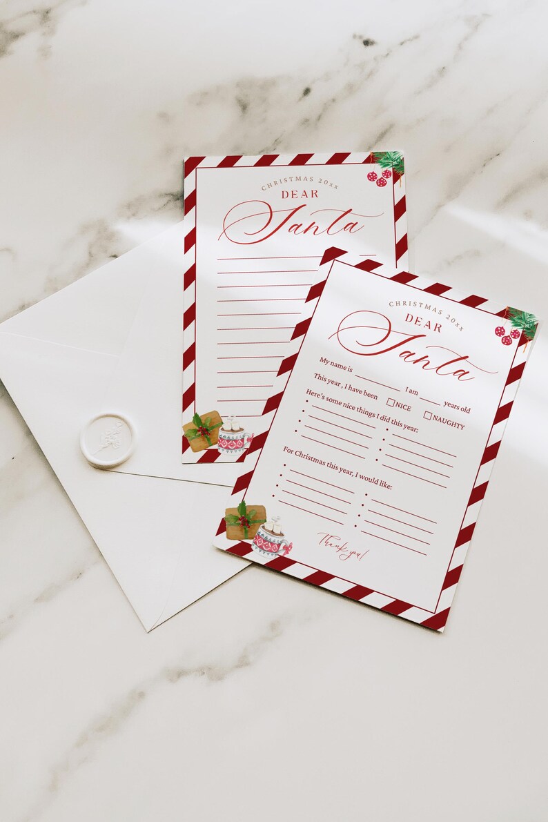 Editable Letter to Santa Template, Christmas Wish List (digital ...