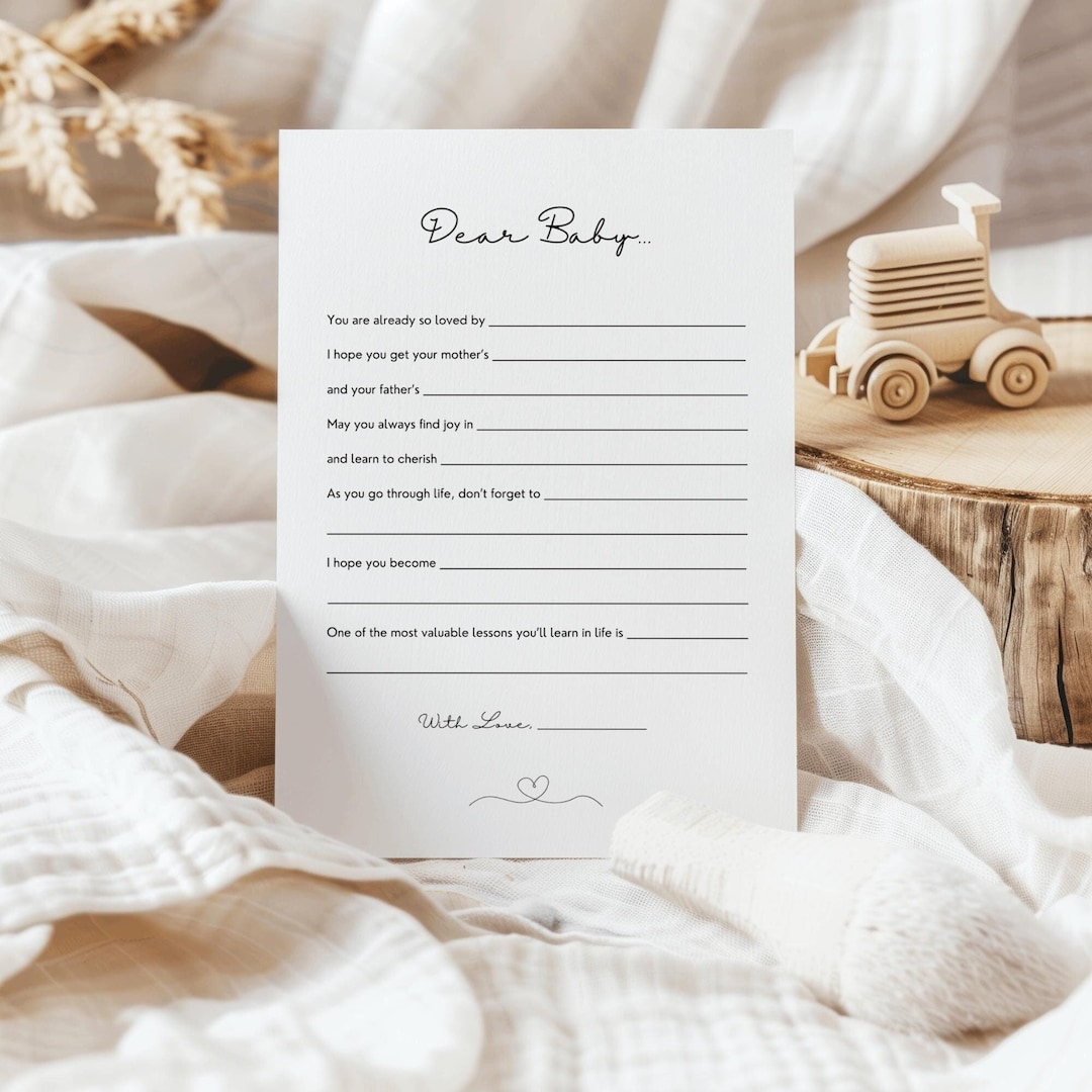 Dear Baby Printable Baby Shower Activity Baby Predictions Baby Wishes ...