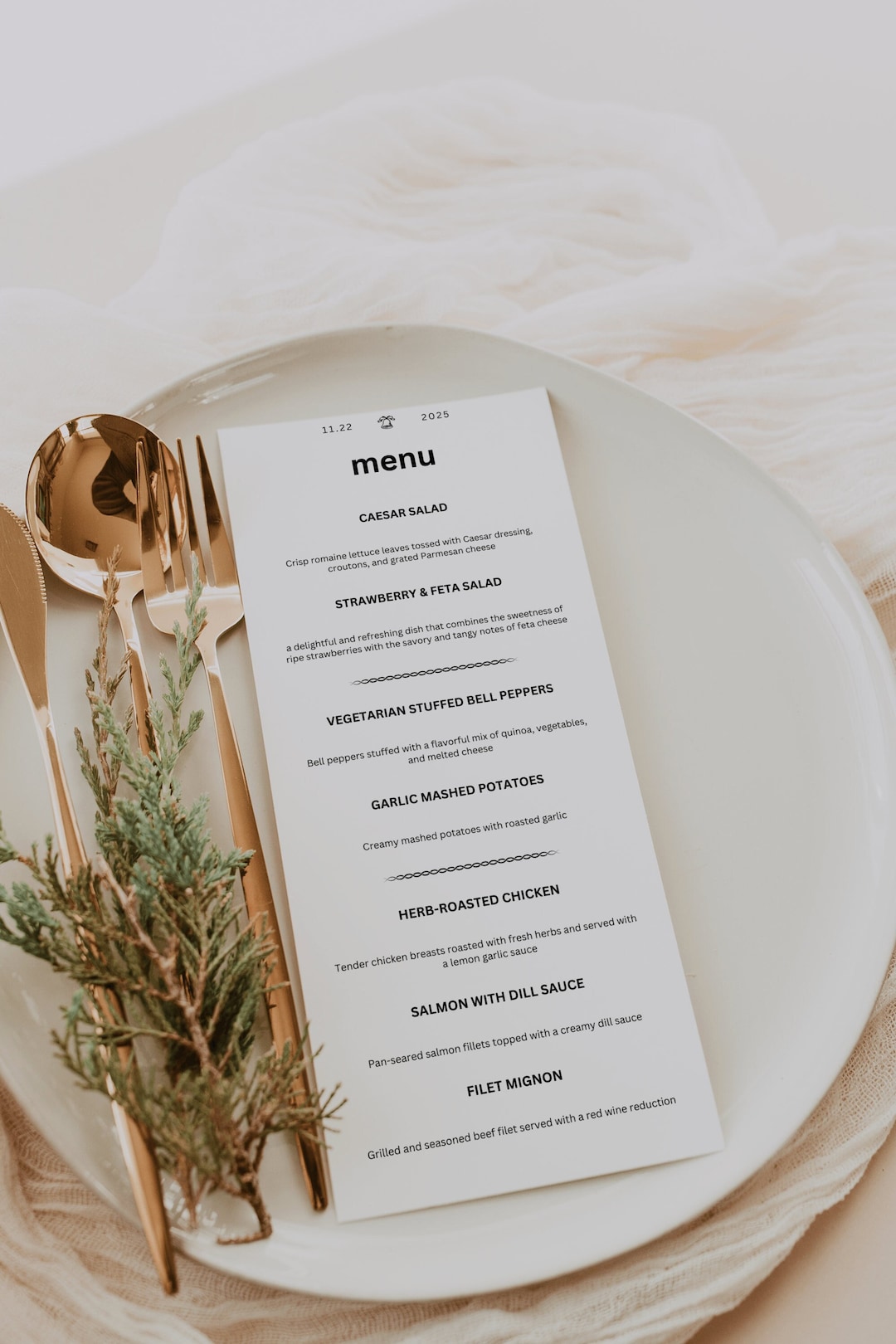 Editable Printable Menu Template, Simple Wedding Menu Template Download ...