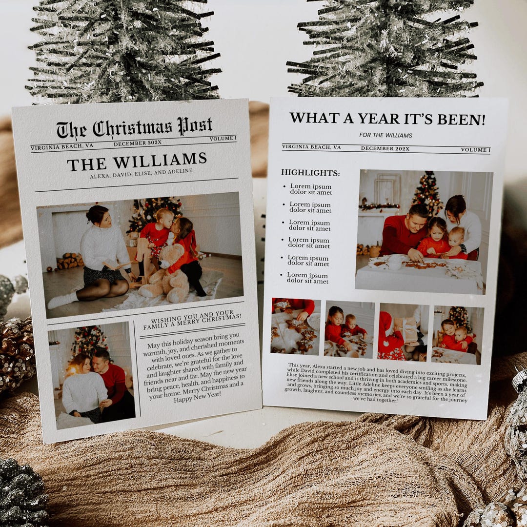 Christmas Newsletter Template Editable Year in Review Photo Christmas ...
