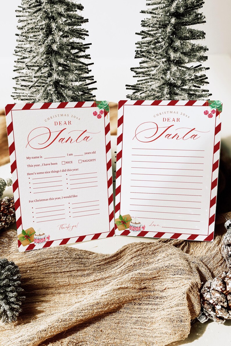 Editable Letter to Santa Template, Christmas Wish List (digital ...