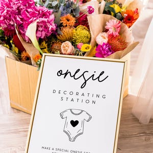 Onesie Decorating Station Sign: Boho Baby Shower Activity (digital ...