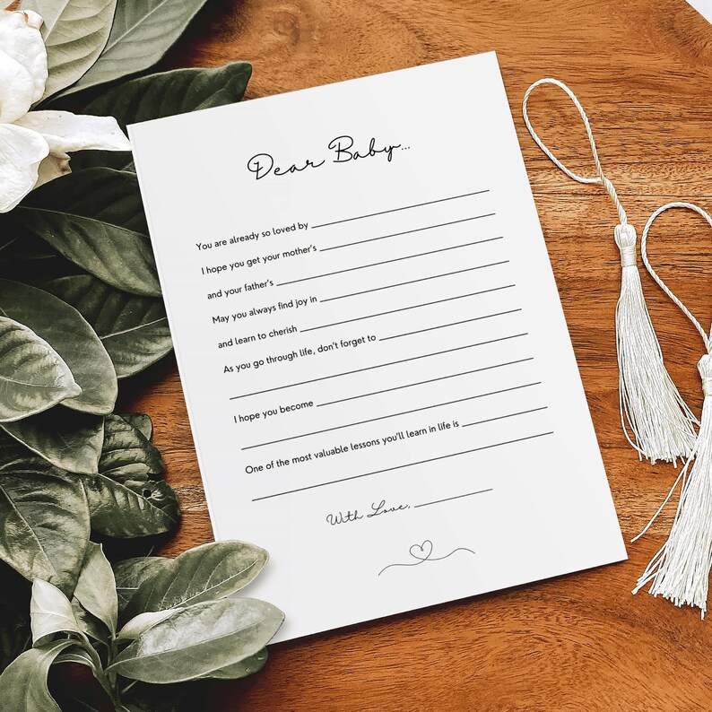 Dear Baby Card: Baby Shower Predictions & Wishes (DIY Printable) - Etsy