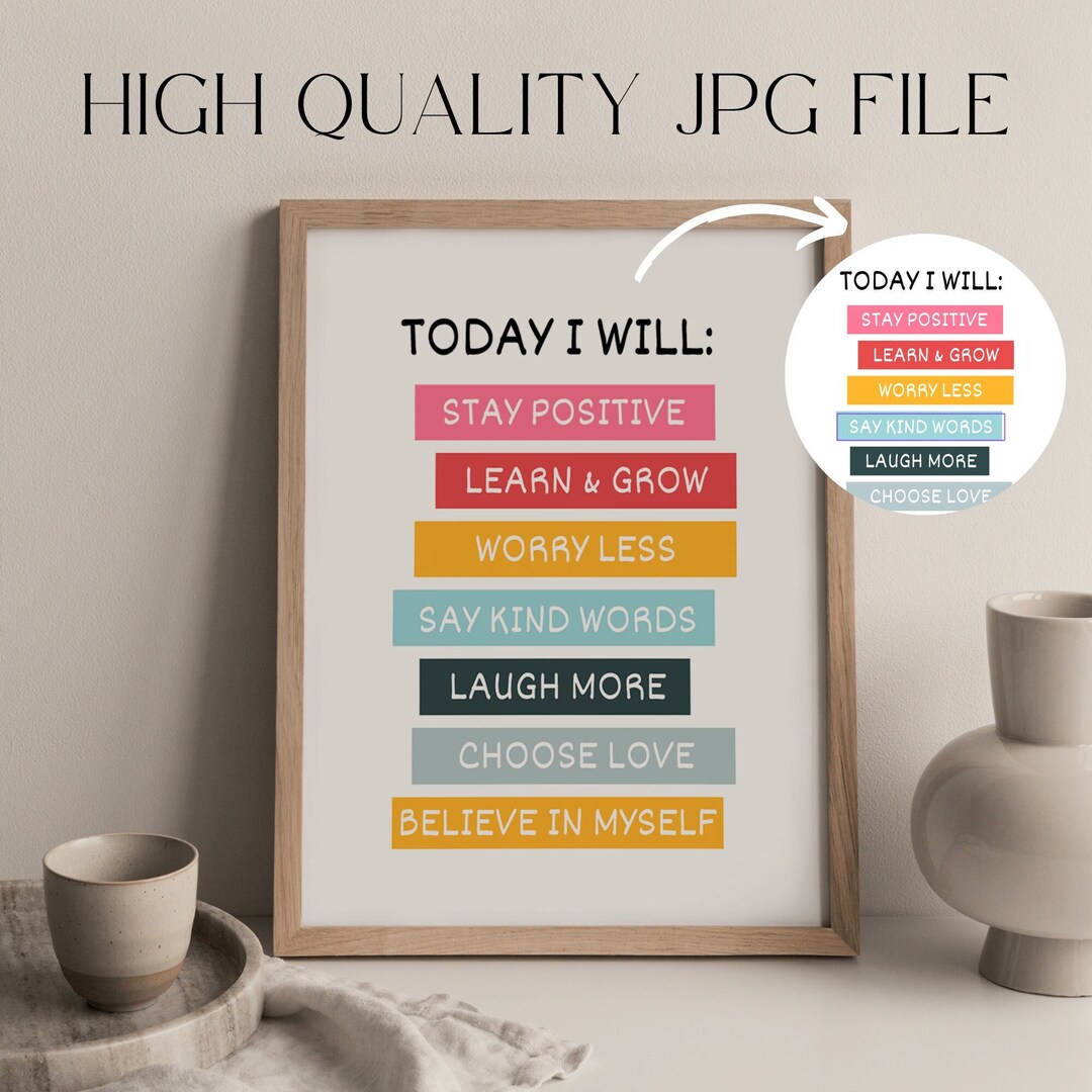 Motivational Wall Art | Positive Affirmations Print (digital Download ...