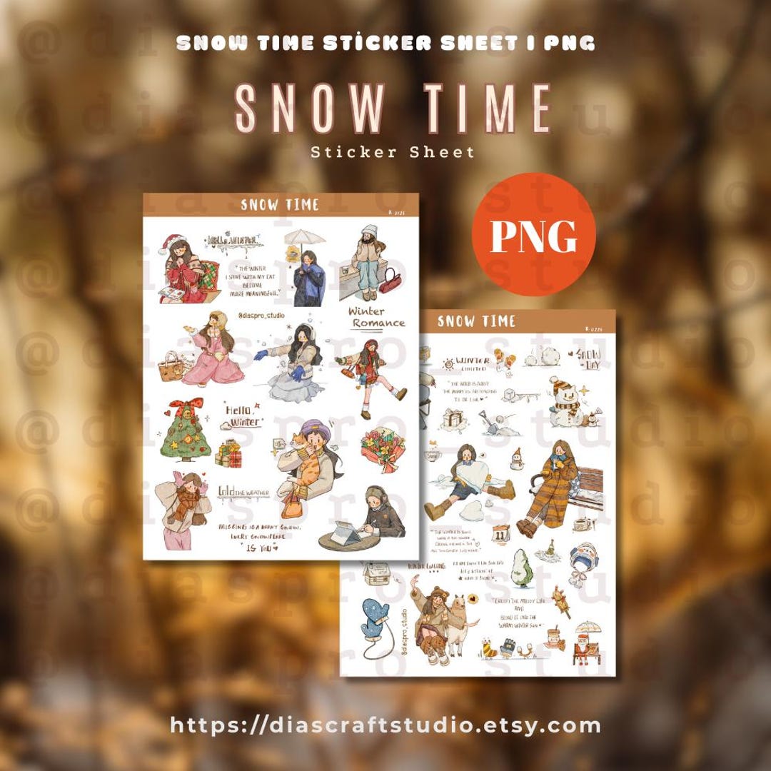 Snow Time Winter Sticker Sheet Cute Aesthetic Winter Stickers Printable ...