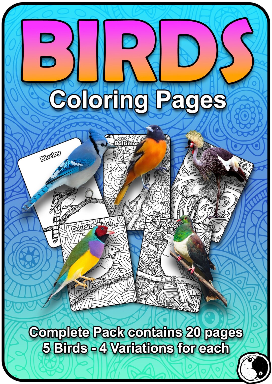 Birds Multipage Pattern Coloring Pack 20 Images to Color - Etsy