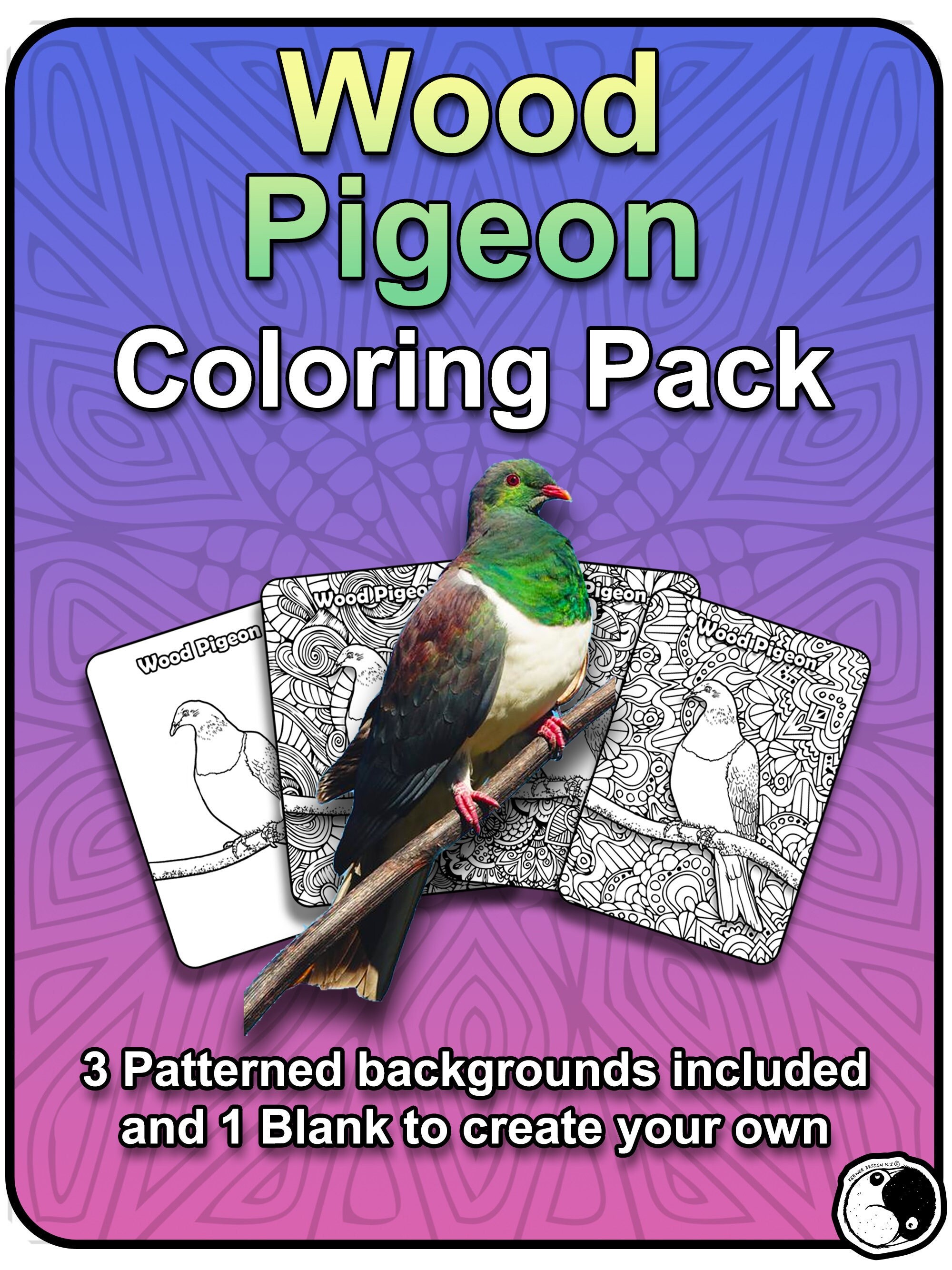 New Zealand Wood Pigeon Pattern Coloring Pack - Etsy