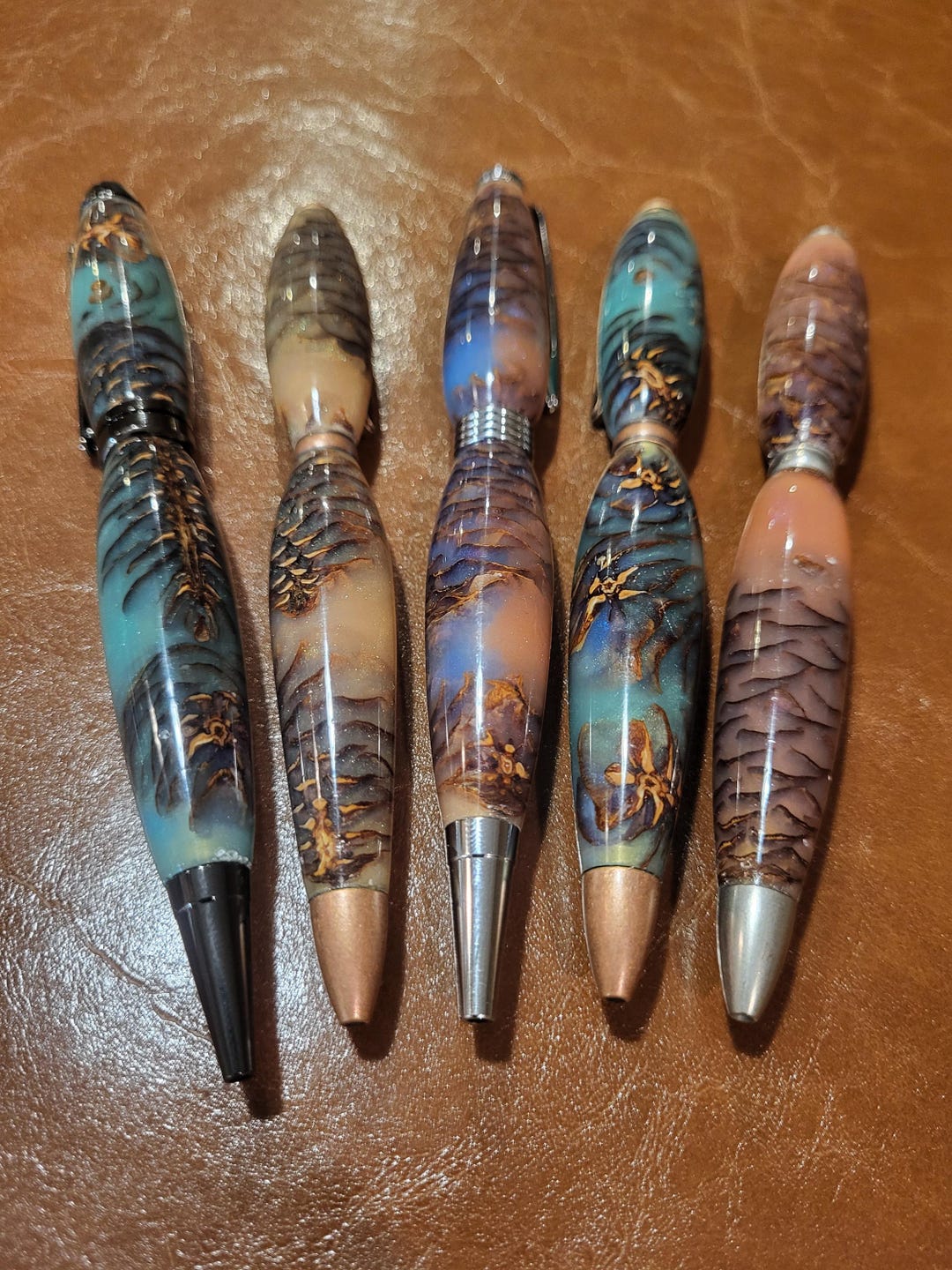 Handmade Epoxy Pens - Unique Twist Ballpoint Pen With Pinecones in ...