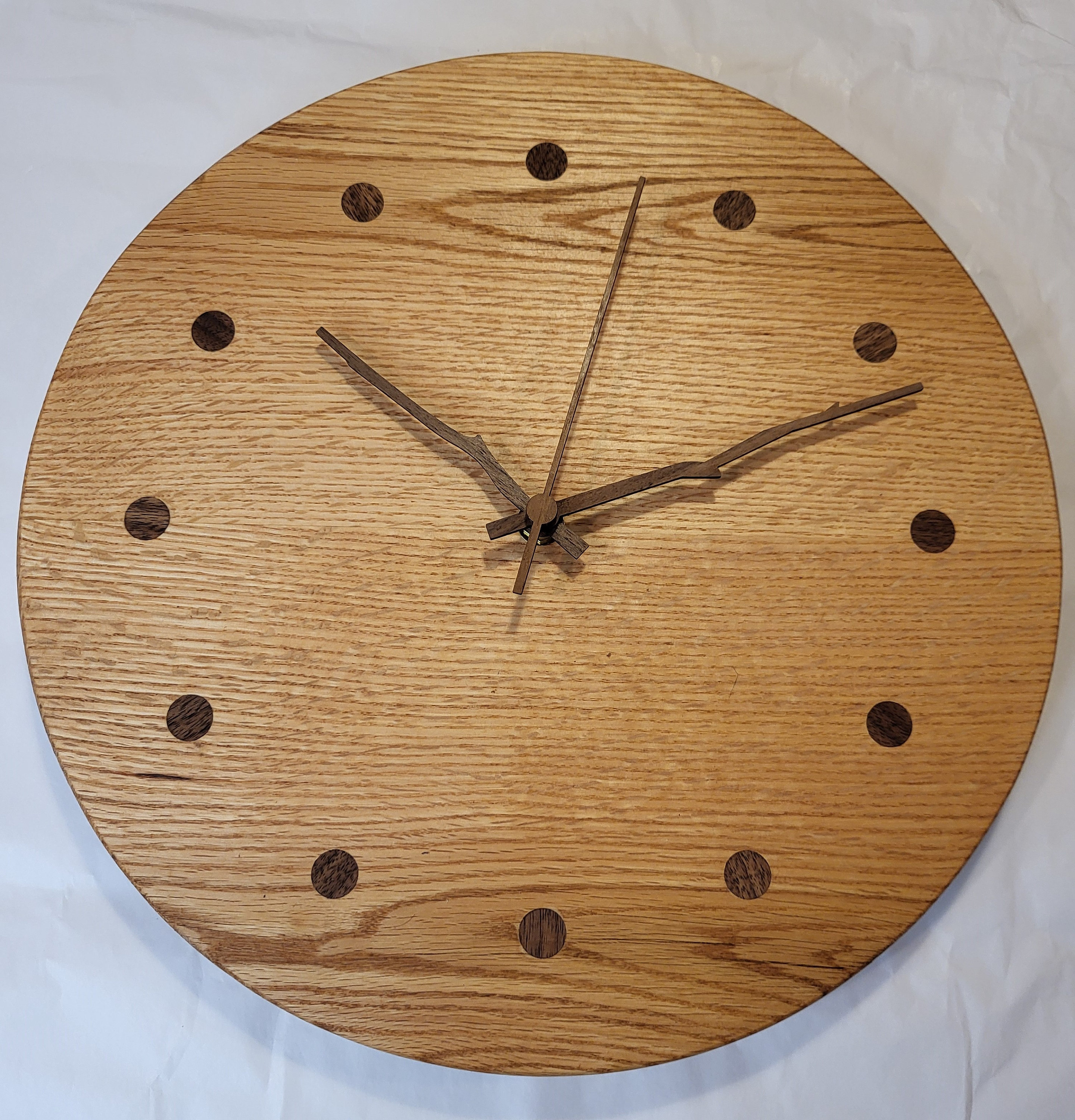 Solid Wood Wall Clock, Oak With Walnut Accents, Modern Clock ...