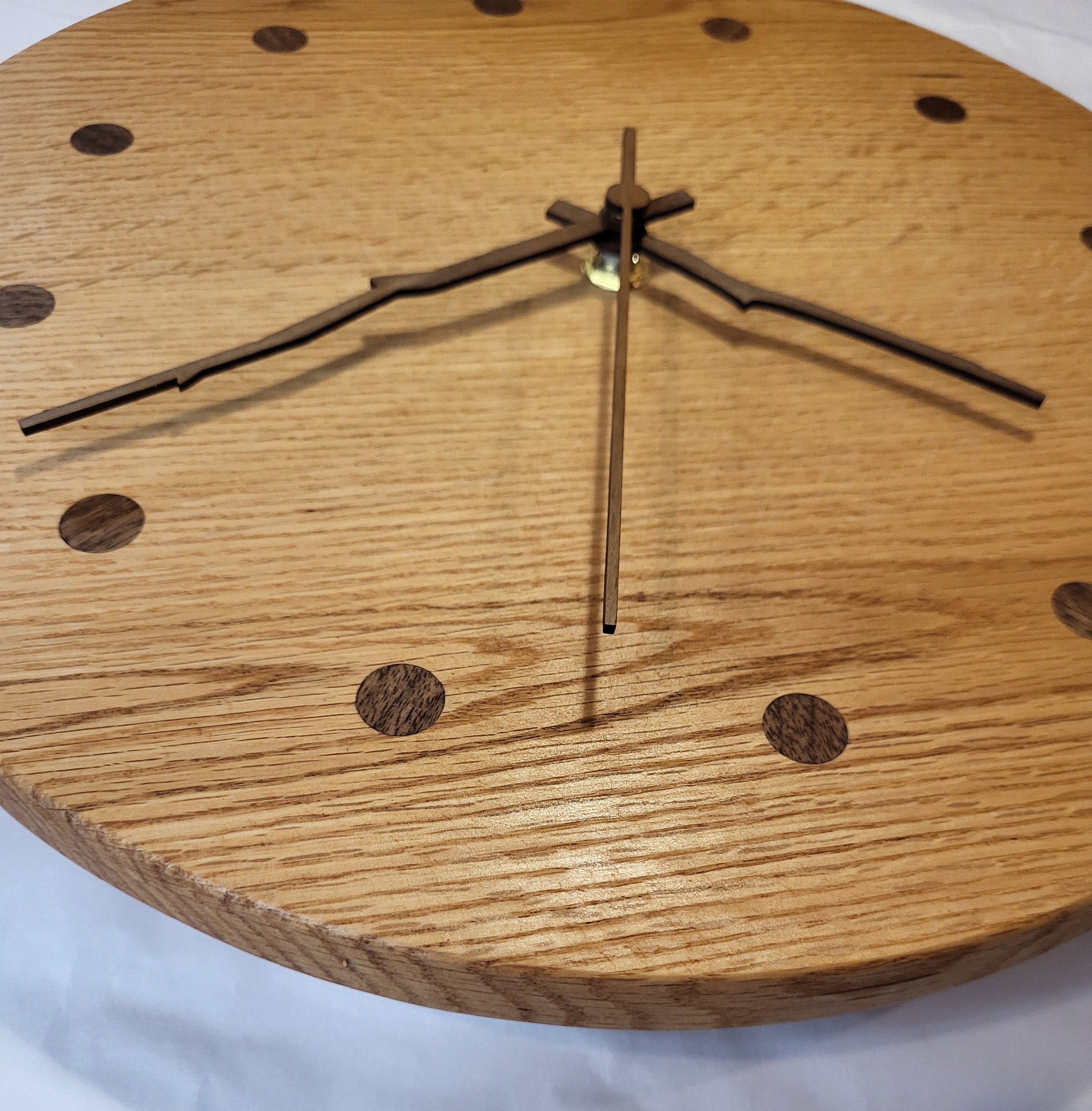 Solid Wood Wall Clock, Oak With Walnut Accents, Modern Clock ...