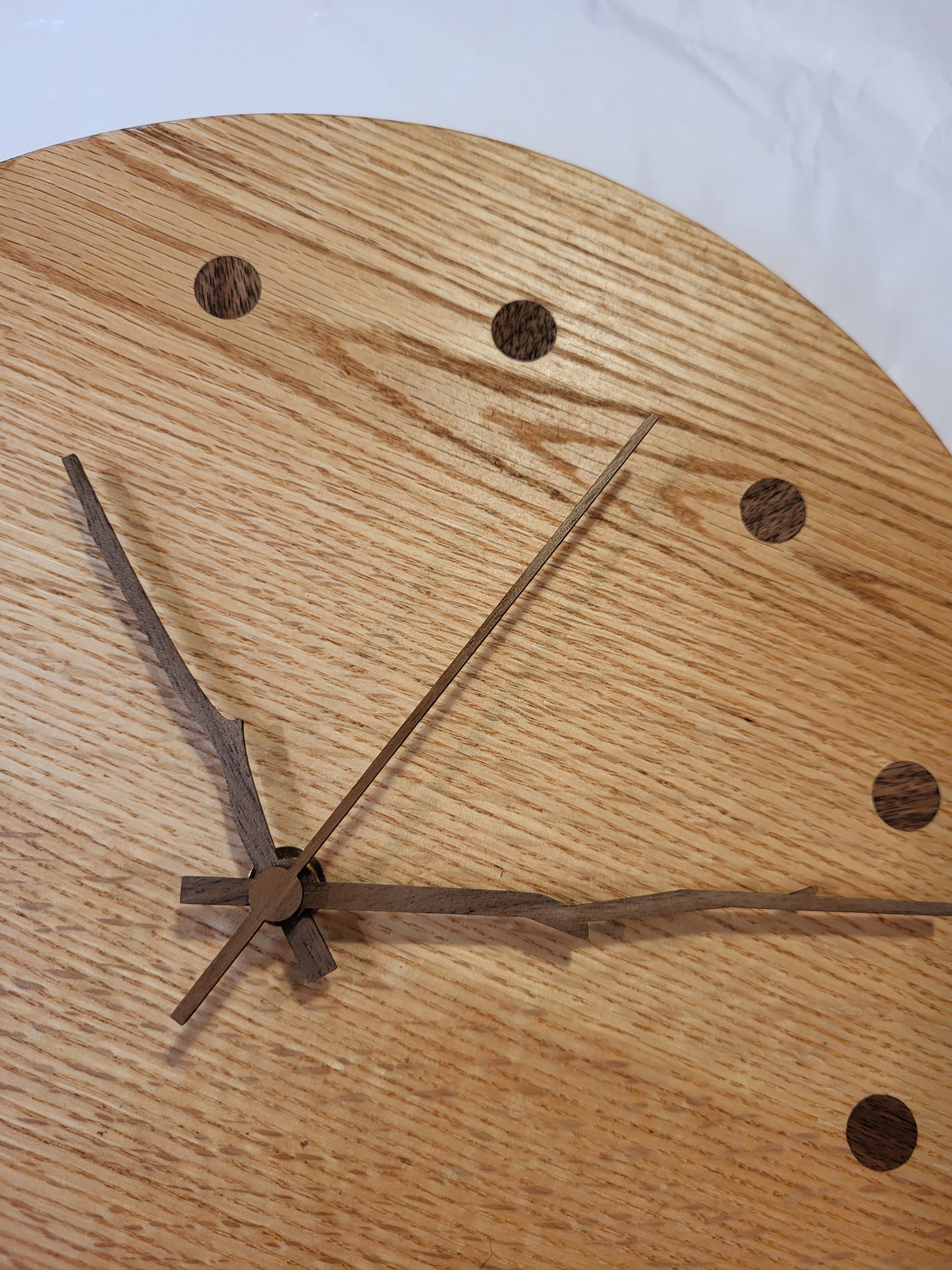 Solid Wood Wall Clock, Oak With Walnut Accents, Modern Clock ...