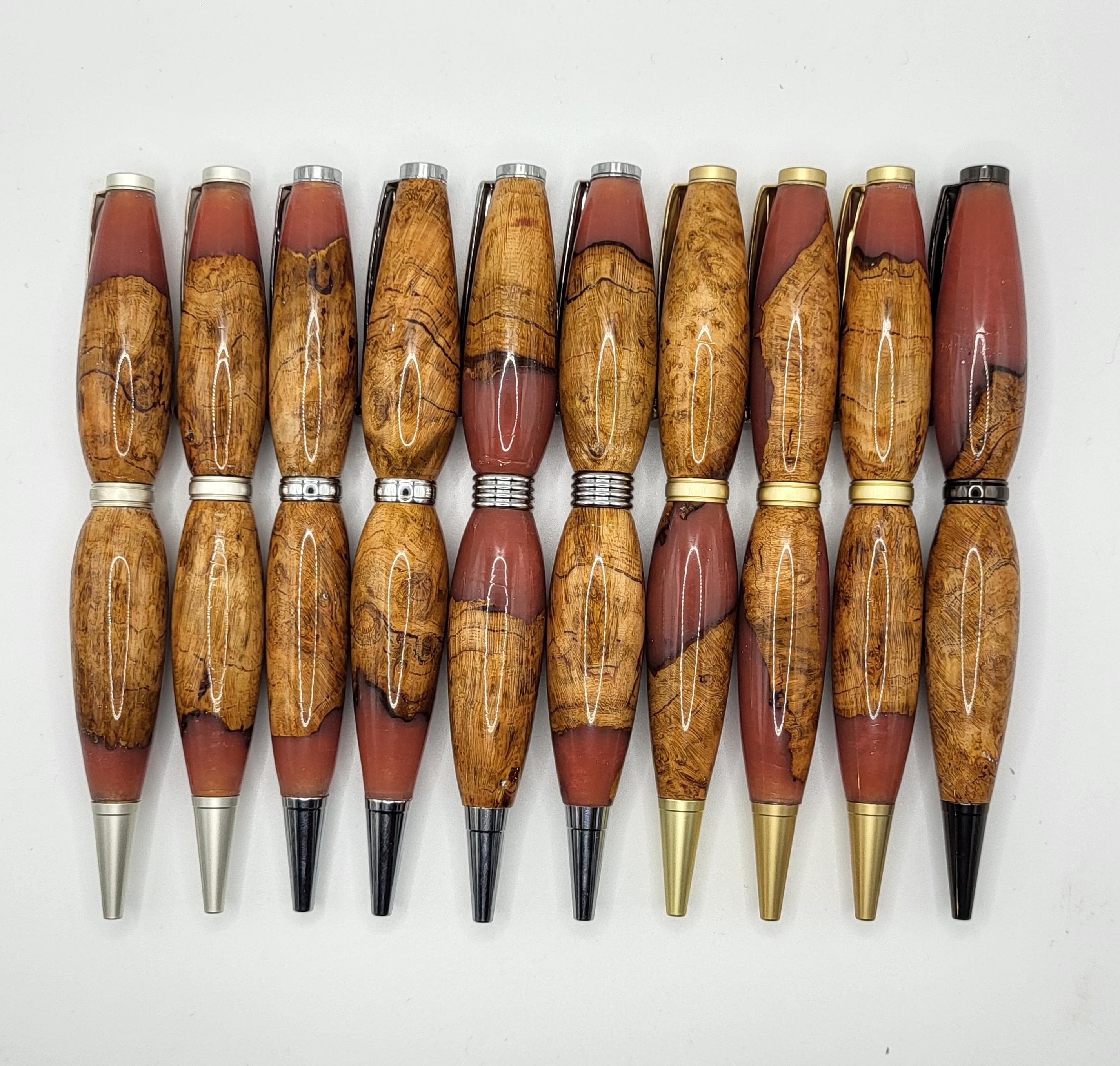 Handmade Epoxy Pens - Unique Twist Ballpoint Pen With Cherry Burl Wood ...