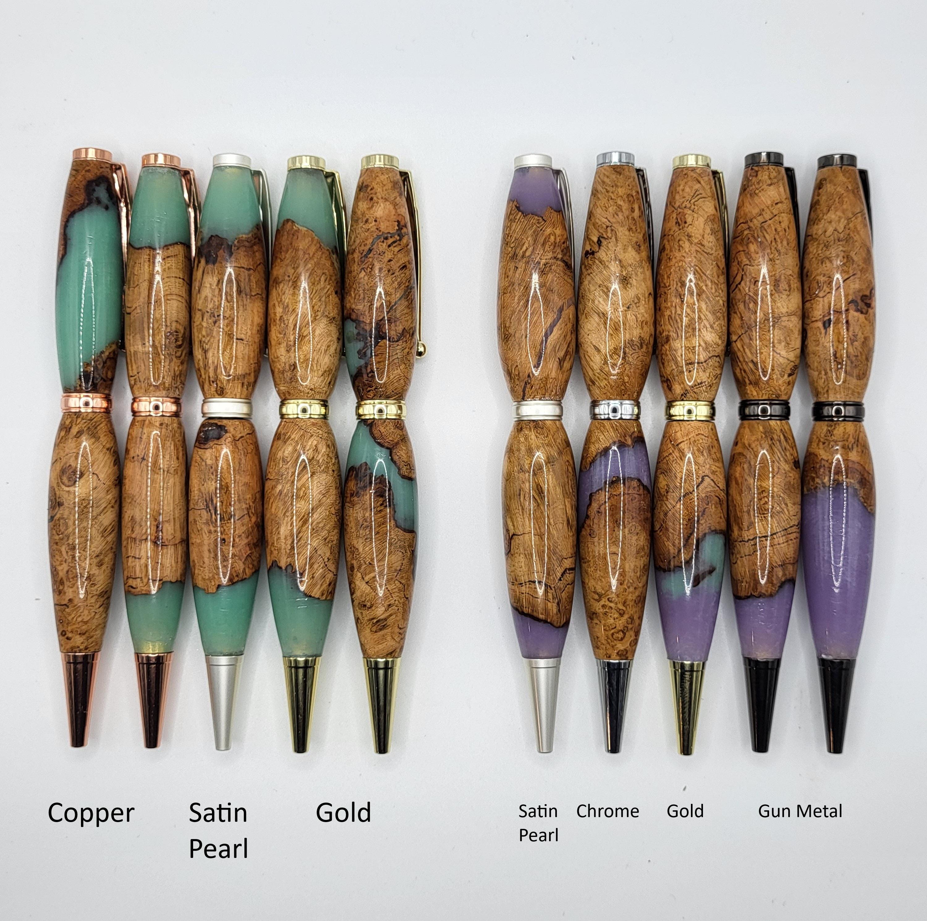 Handmade Epoxy Pens - Unique Twist Ballpoint Pen With Cherry Burl Wood ...