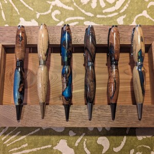 Handmade Epoxy Pens - Unique Twist Ballpoint Pen With Cherry Burl Wood ...