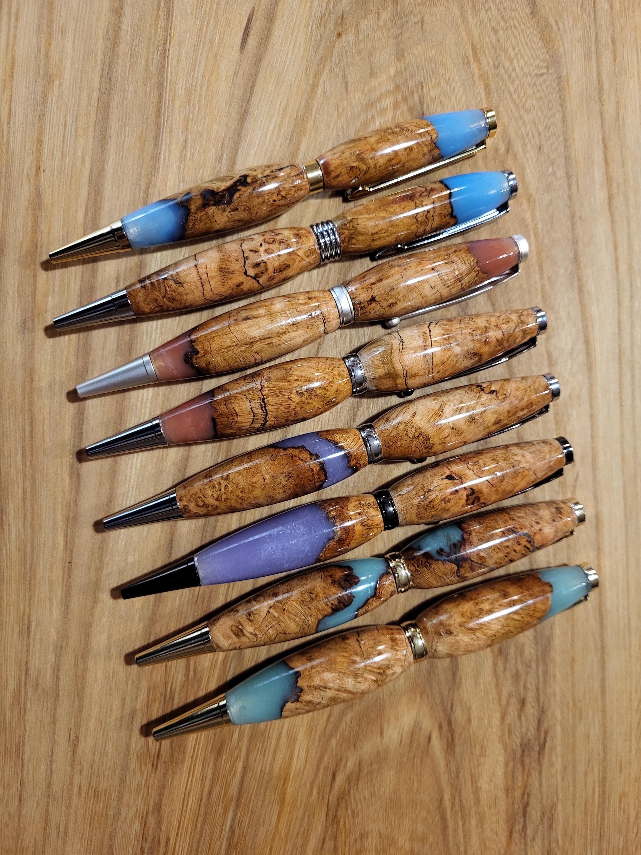 Handmade Epoxy Pens - Unique Twist Ballpoint Pen With Cherry Burl Wood ...