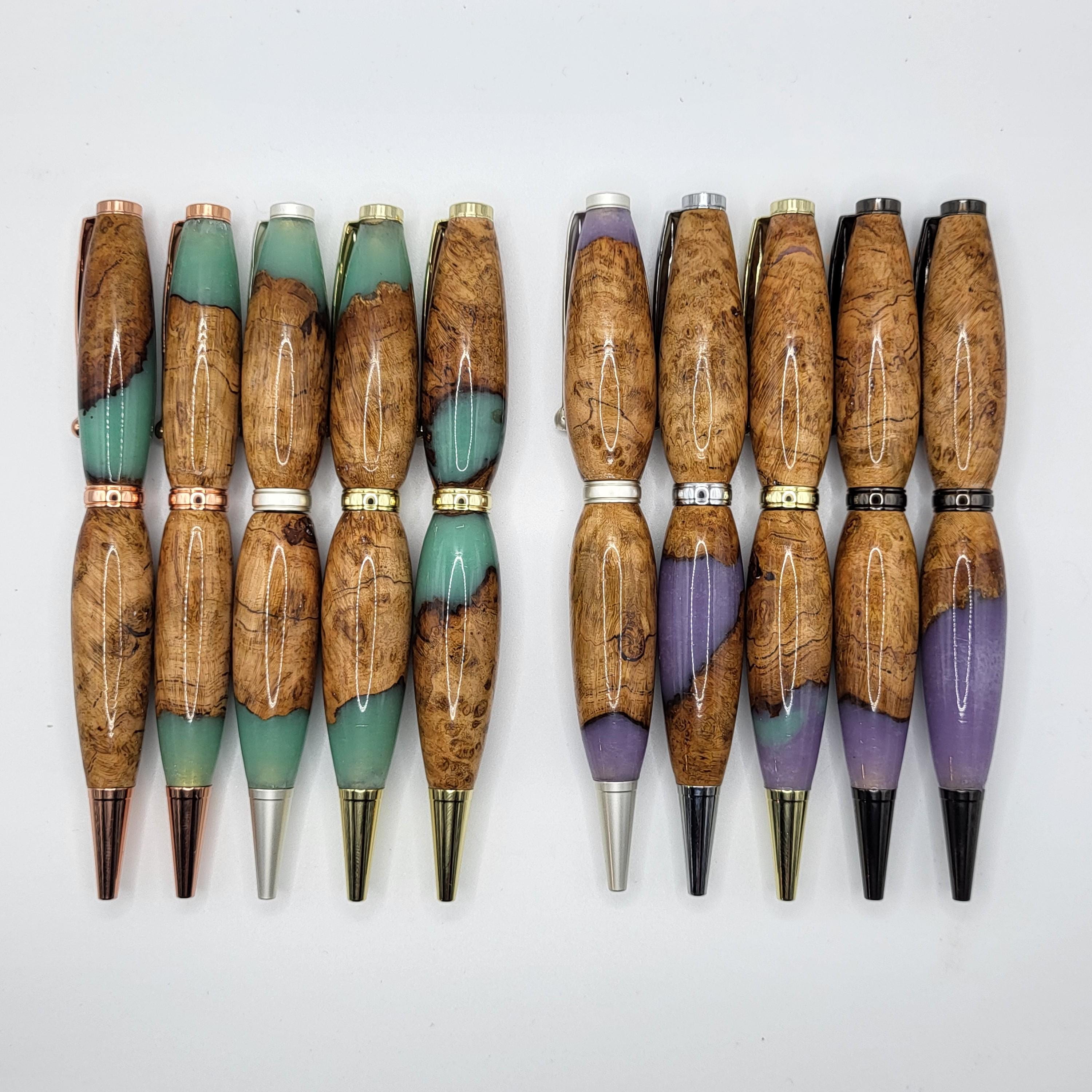 Handmade Epoxy Pens - Unique Twist Ballpoint Pen With Cherry Burl Wood ...
