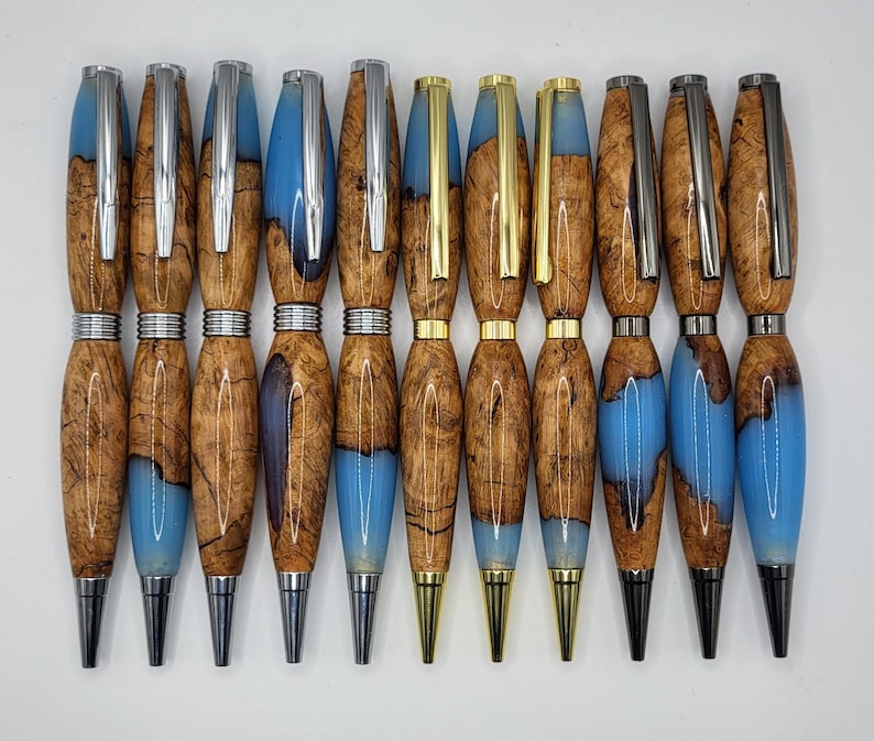 Handmade Epoxy Pens - Unique Twist Ballpoint Pen With Cherry Burl Wood ...