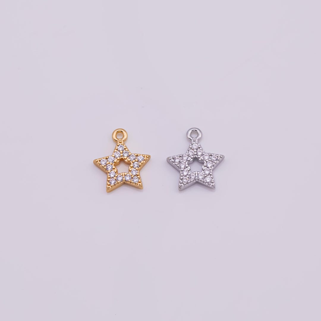 Dainty Crystal Diamond Charm 7mm Round 22k Gold Filled Silver for ...