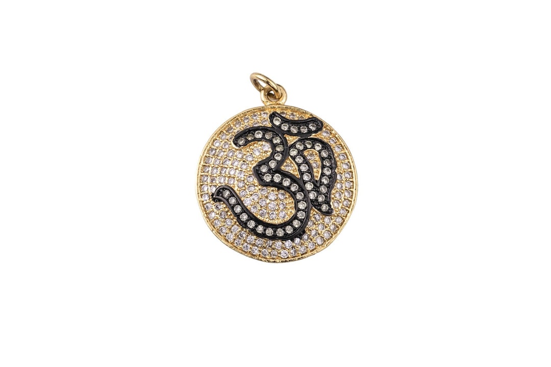 14K Gold Filled Om Sign Charm Hindu Yoga Ohm Mantra 21mm Pendant Charm ...