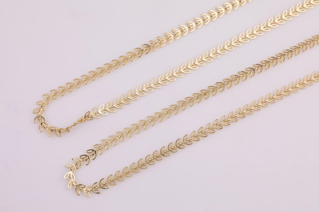 14k Gold Filled Feather Leaf Chevron Chain 6mm Unfinished Chains for ...