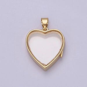 Heart Locket Necklace Clear Glass Crystal Container Gold Gemstone ...