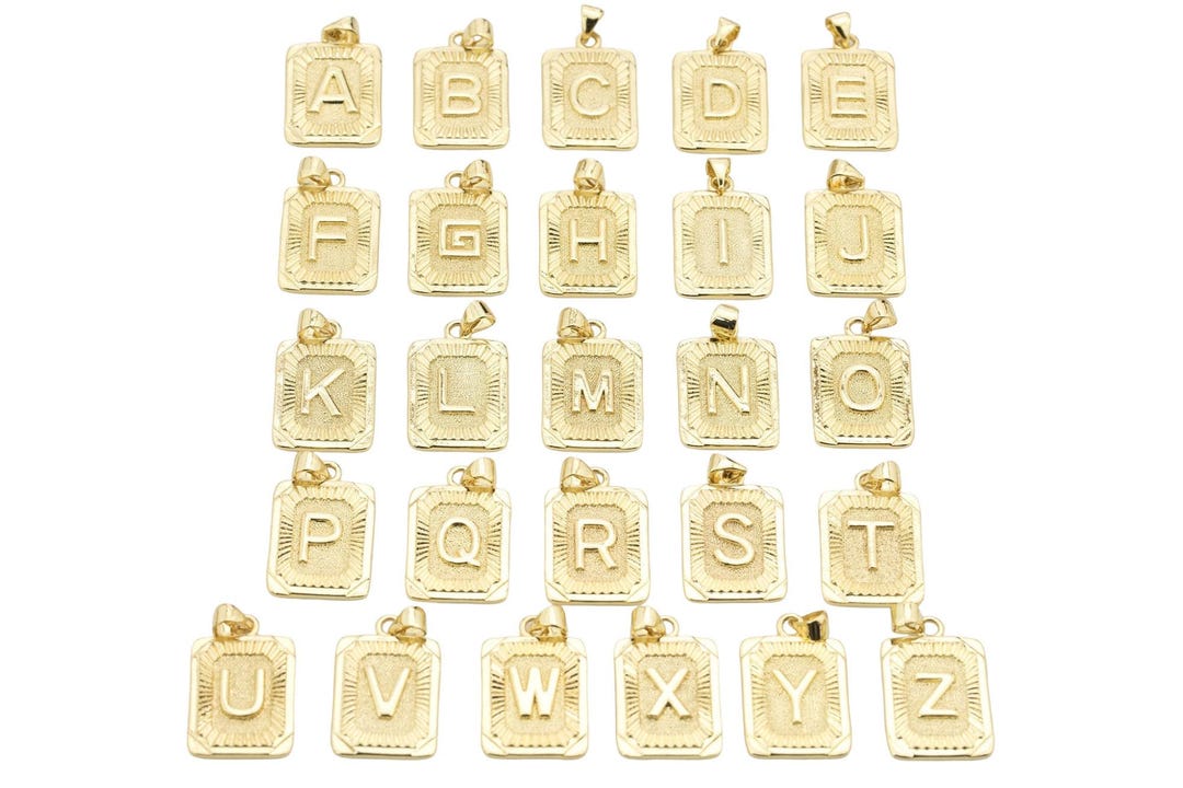14k Gold Filled Initial Tag Letter Charm a - Z Alphabet Letter Drop ...