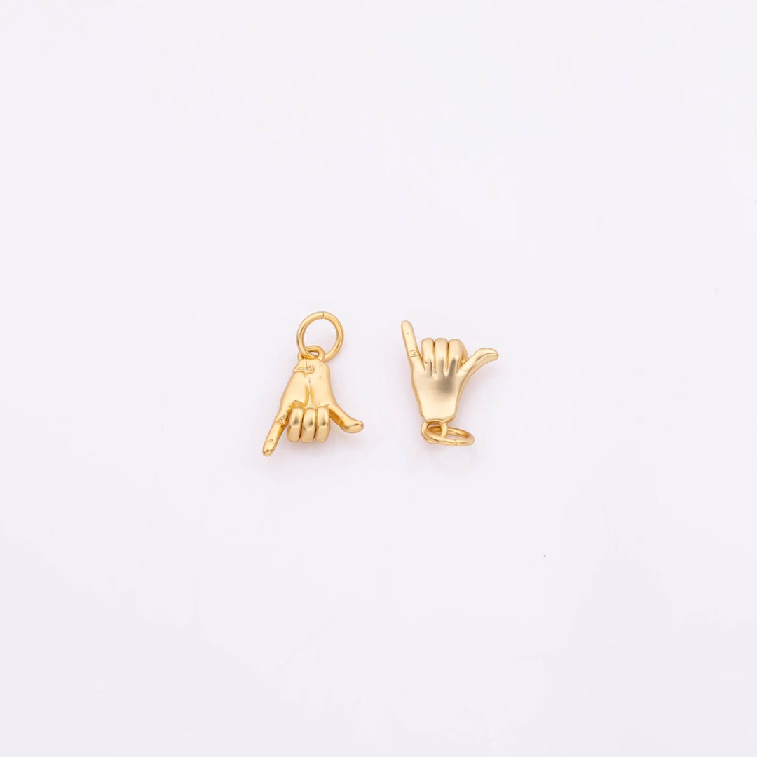 Shaka Hand Pendant Hand Gesture Charm 10x12mm 14K Gold Filled for Charm ...