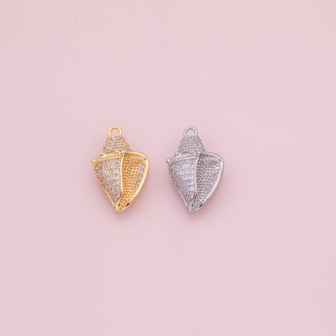 Conch Sea Shell Charm 22k Gold Filled Charm Bar Bracelets and Necklaces ...