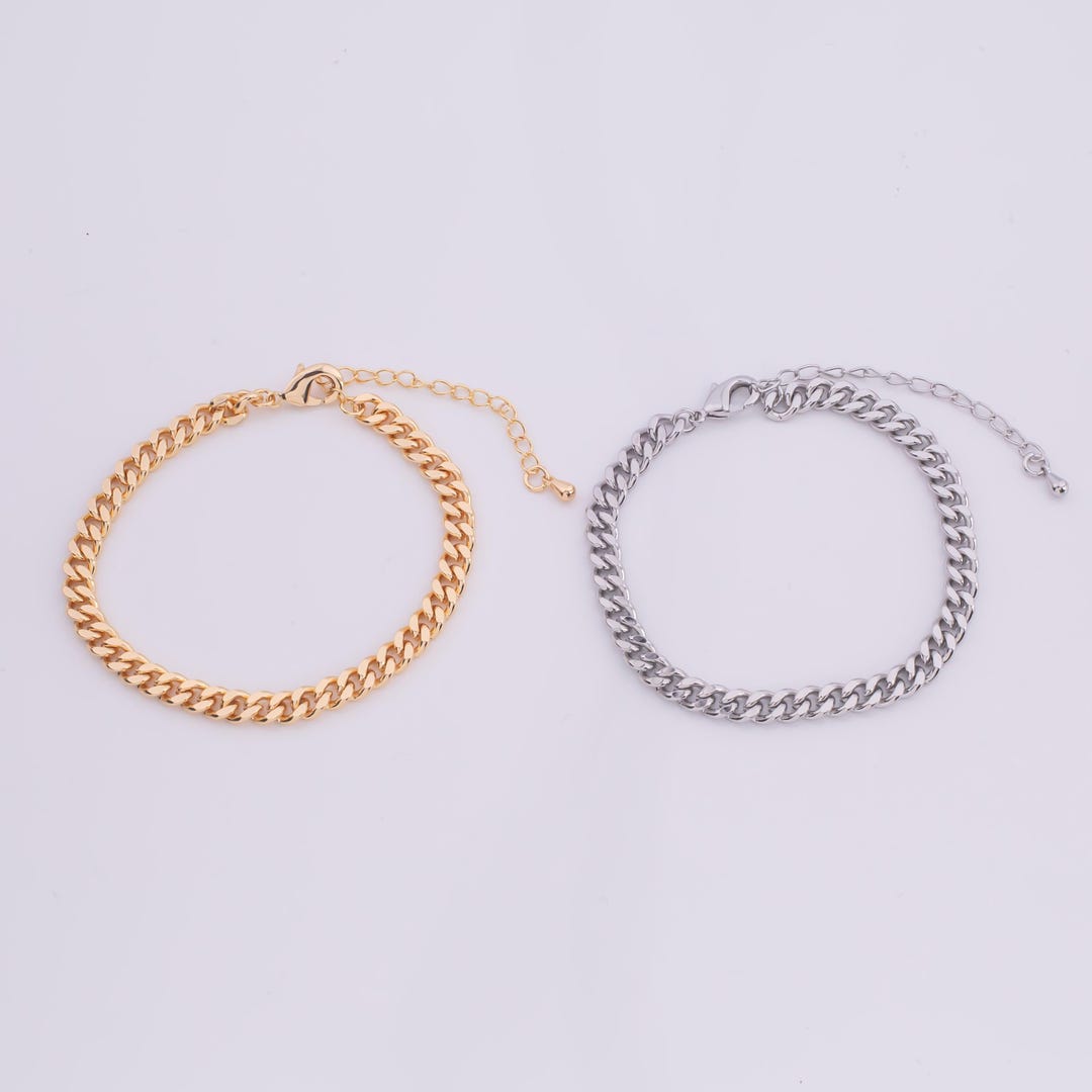 22k Gold Filled Cuban Curb Bracelet for Charm Bars 5mm - Etsy