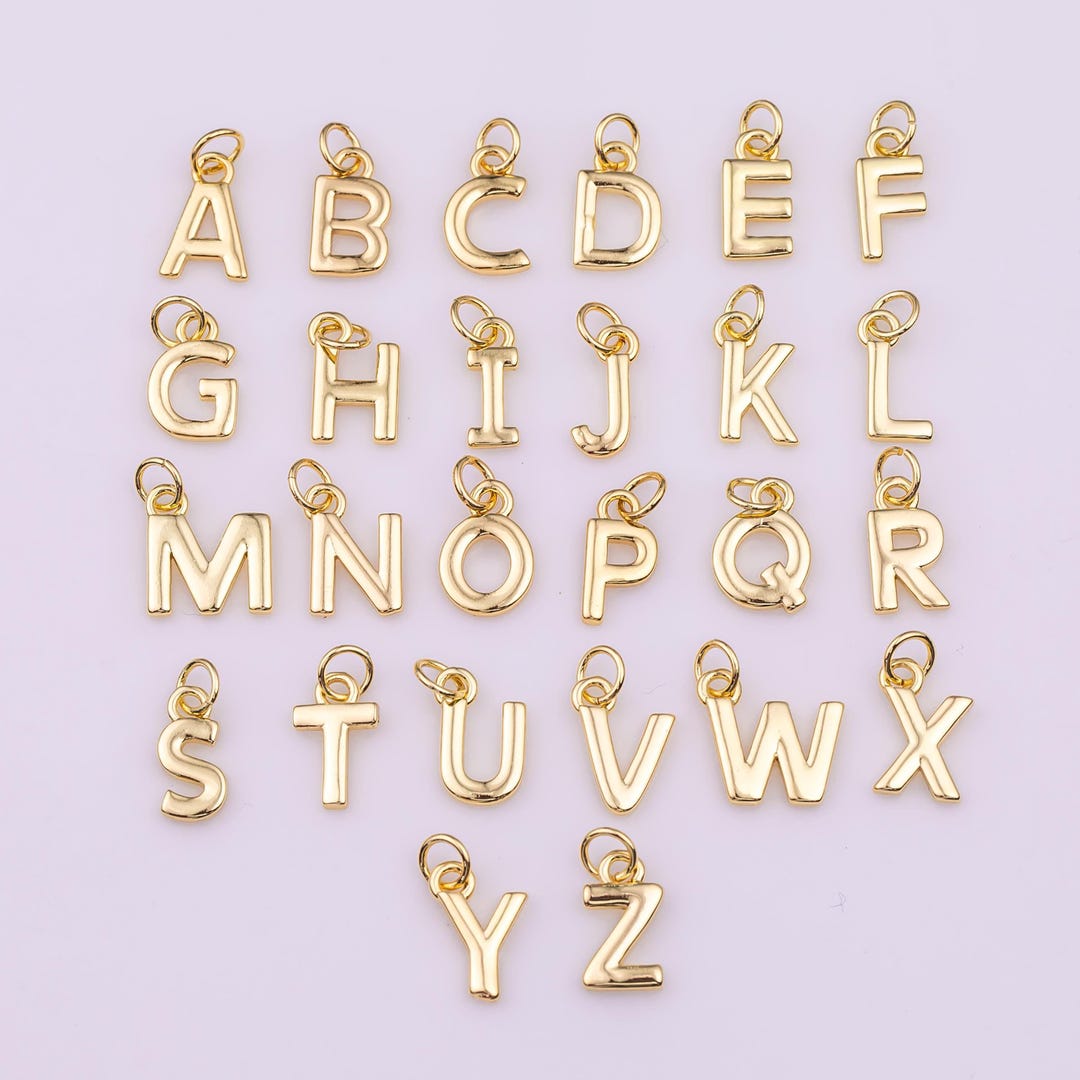 22k Gold Filled Letter Letters Alphabet Initial Charm Charms Bracelet ...