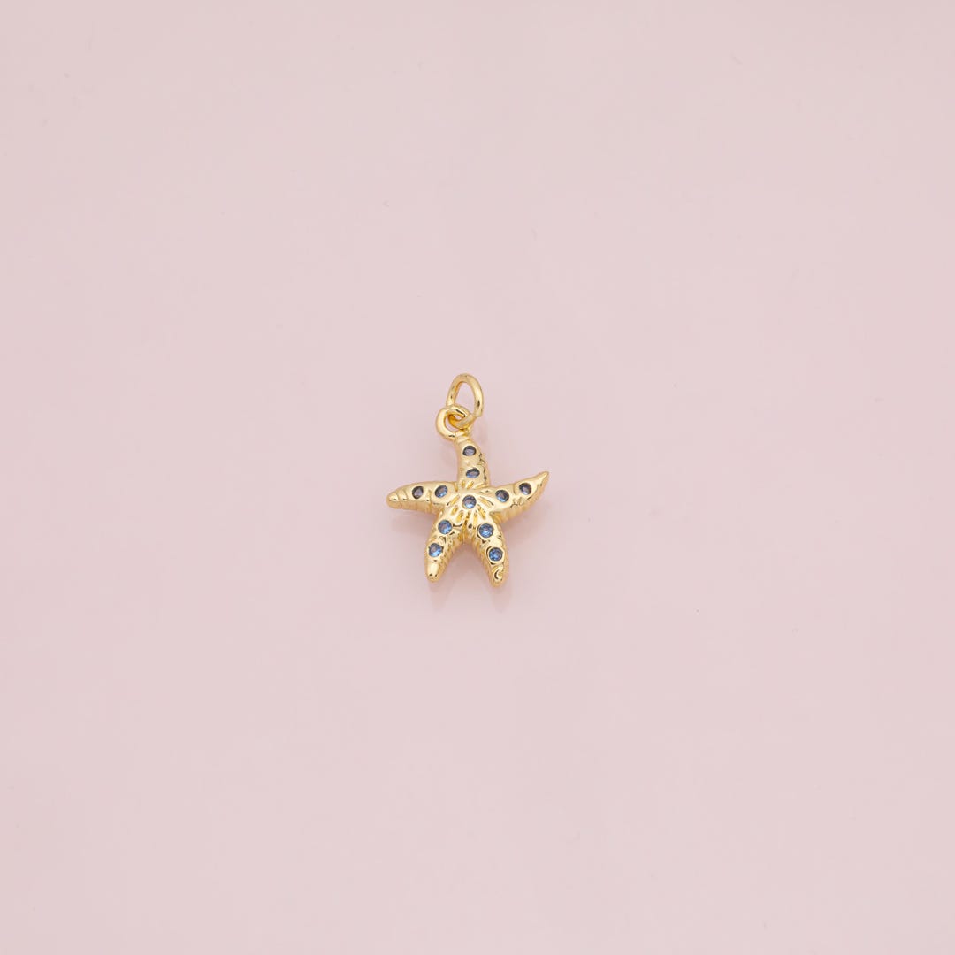 Blue Starfish Star Fish Charm 18k Gold Filled Charm Bar Bracelets and ...